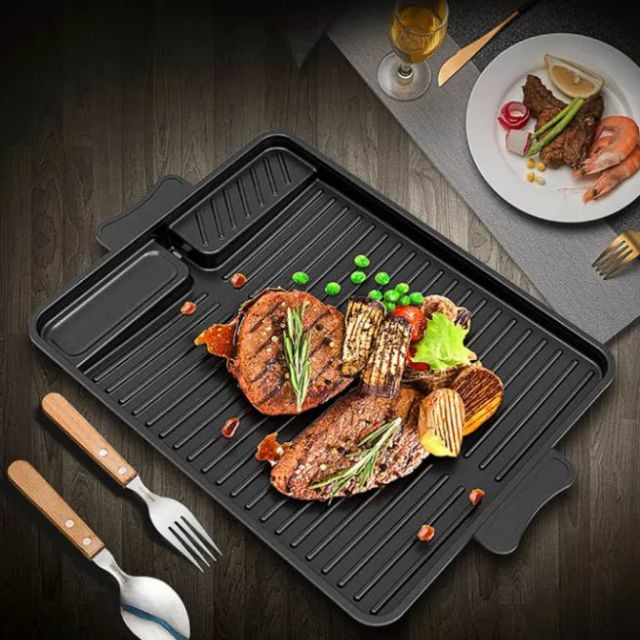 Rectangular Grill Pan BBQ Grilling Pan Samgyupsal Griller Pan Barbeque ...