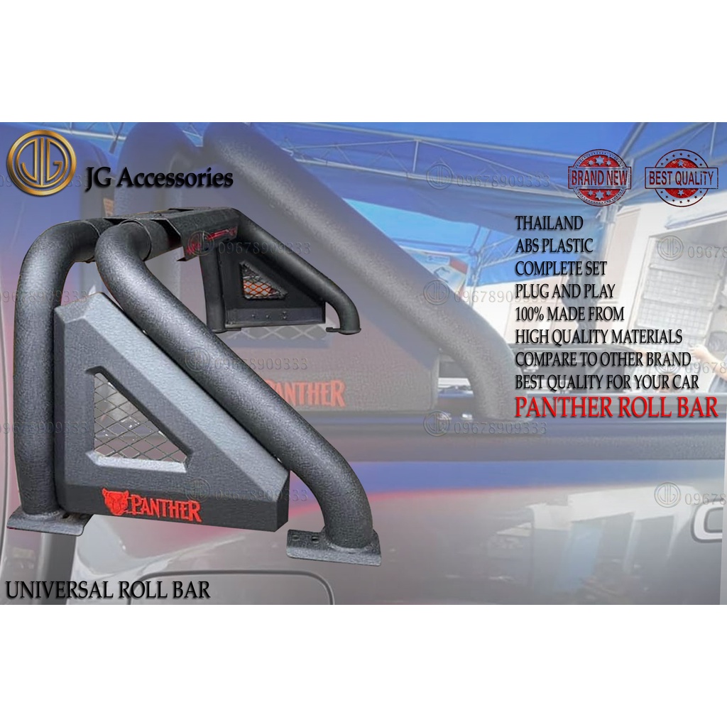 UNIVERSAL PANTHER ROLL BAR FOR PICK UP [ HADES ] FULL ROLLBAR POWDER COATED WITH 3RD BREAK LIGHT ...