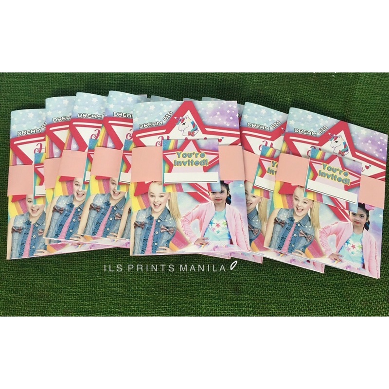 JOJO SIWA Theme 4 Pages Booklet style invitation card for christening ...