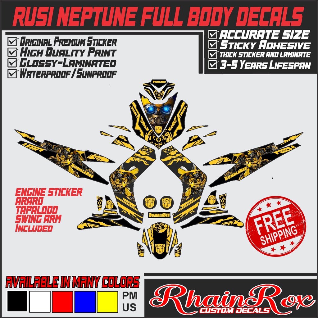 neptune full decals bumblebee printed laminated waterproof original ...