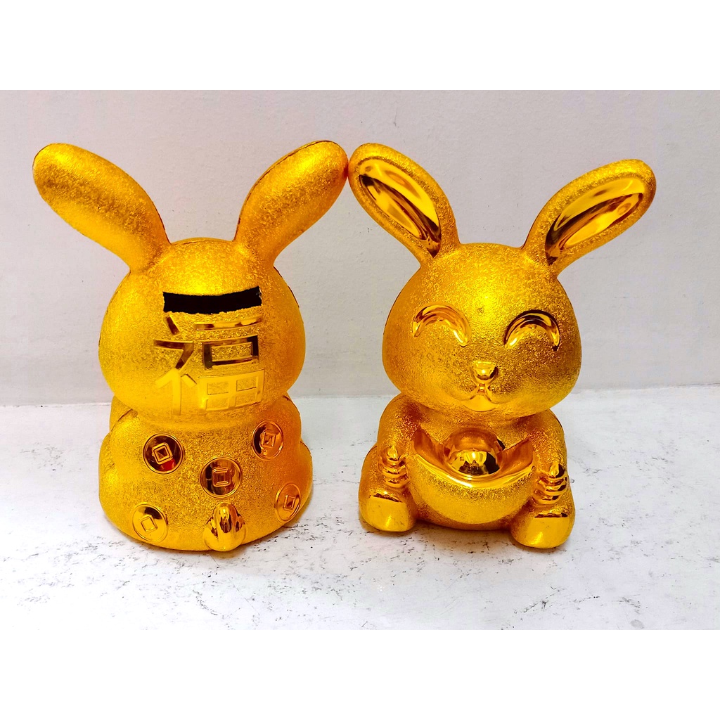 2023 Year of the Rabbit Lucky Gold Coin Bank 10x10x15cm | Shopee ...