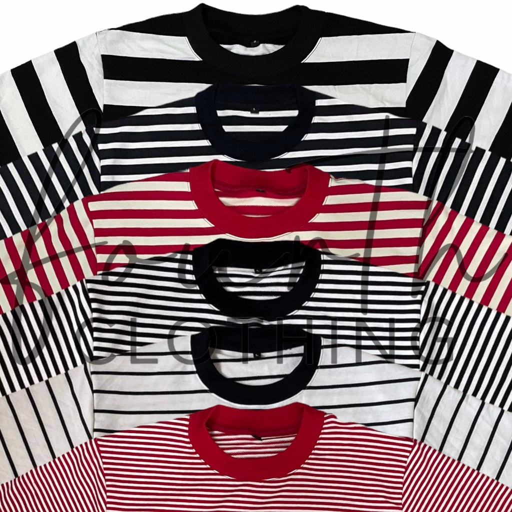 Pro Club Inspired Stripes Crew Neck Tees T-shirt Shirt (French Terry ...