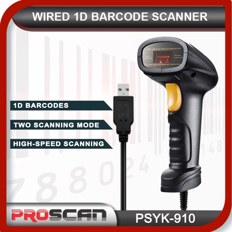 ProScan YK-910 Barcode Scanner Wired USB Type Portable for POS P2P ...