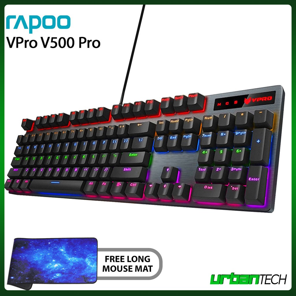 RAPOO VPro Gaming Keyboard V500 Pro with RGB Individual Backlight Keys ...