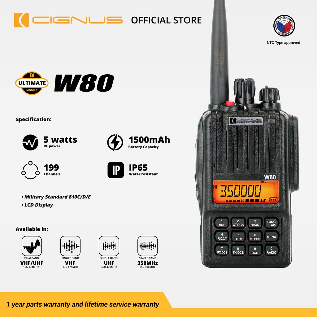 CIGNUS Ultimate Model W80 5Watts Two Way Radio | Shopee Philippines