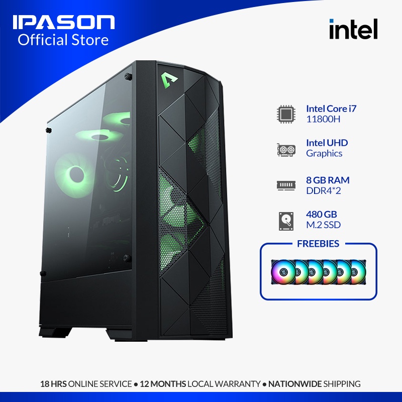 IPASON desktop computer pc Intel Core i7 11800H Intel Processor 8 Core ...