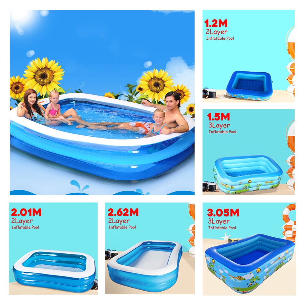 Inflatable Rectangular Swimming Pool For Kids | Shopee Philippines
