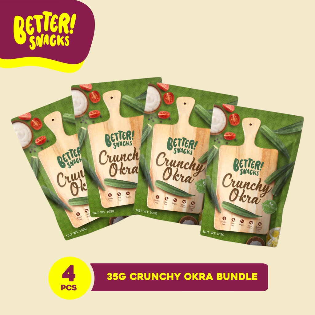 4-PACK Better Snacks Crunchy Okra 35g - Crispy Okra - Okra Chips 35g ...