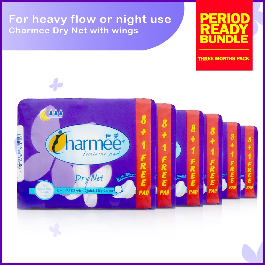 Charmee Period Ready Bundle Napkin Dry Net Heavy Flow with wings 8's ...