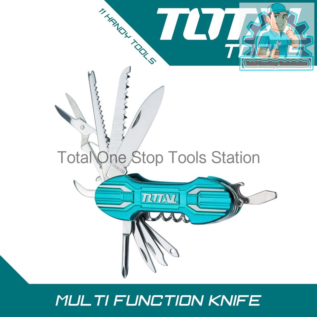 TOTAL Multi-function Knife Large knife Can opener Phillips screwdriver 15 tools THMFK0156 ...
