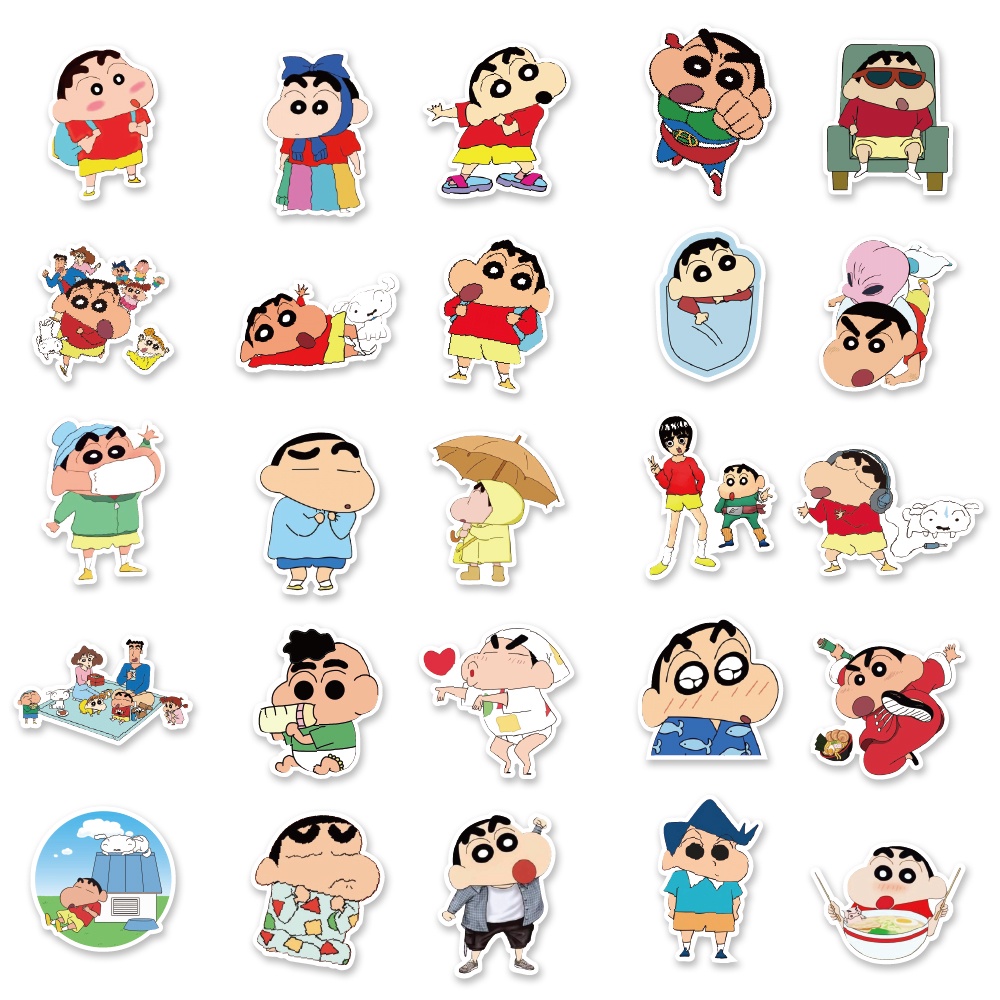 MUYA 50pcs Crayon Shin Chan Stickers for Kids Japanese Cartoon Stickers ...