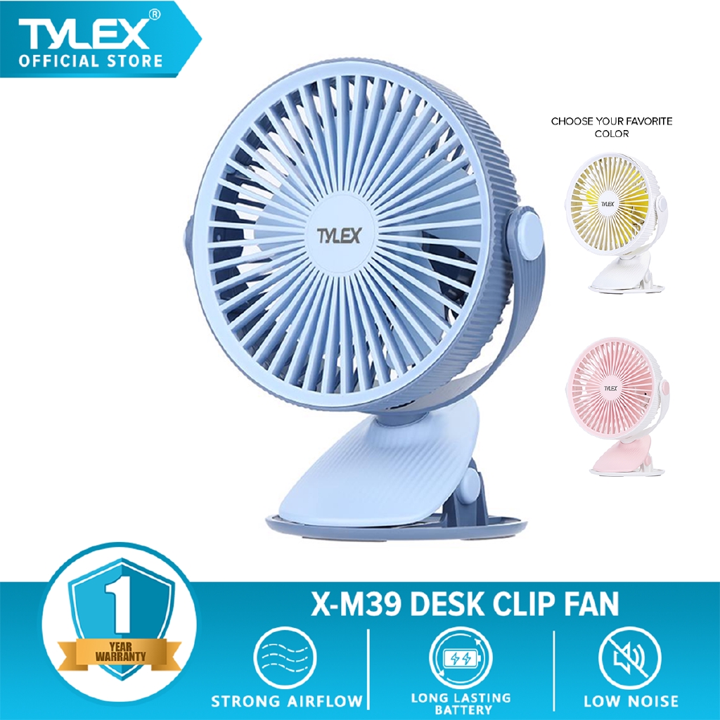 Tylex X-M39 360° Silent Portable Desk Clip Fan with USB Charging for ...