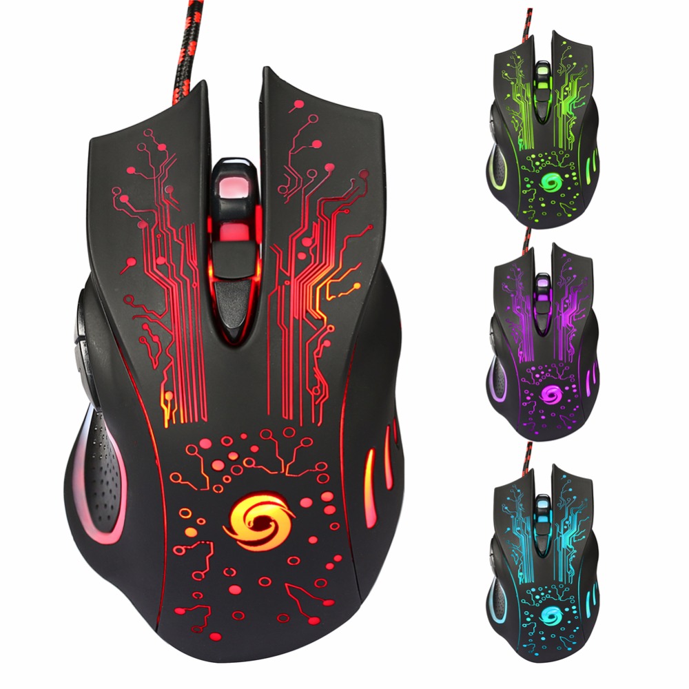 Usb wired led light optical gaming mouse 6 buttons 3200 dpi computer pc ...
