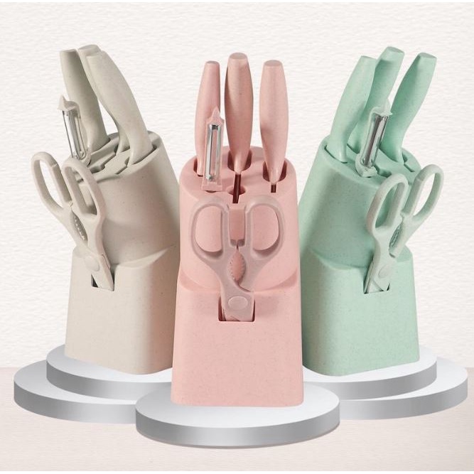 Nordic Kitchen Knife Set 6pcs Non Stick Kitchen Knife and Scissors Set ...