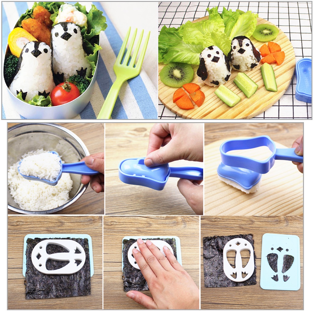 Sushi Nori Punch Pad Penguin Sushi Maker Mold Sandwich Rice Ball Mould ...