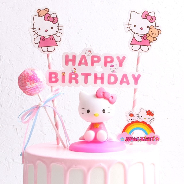 Ready Stock Hello Kitty Cake Topper Happy Birthday Party Festive ...