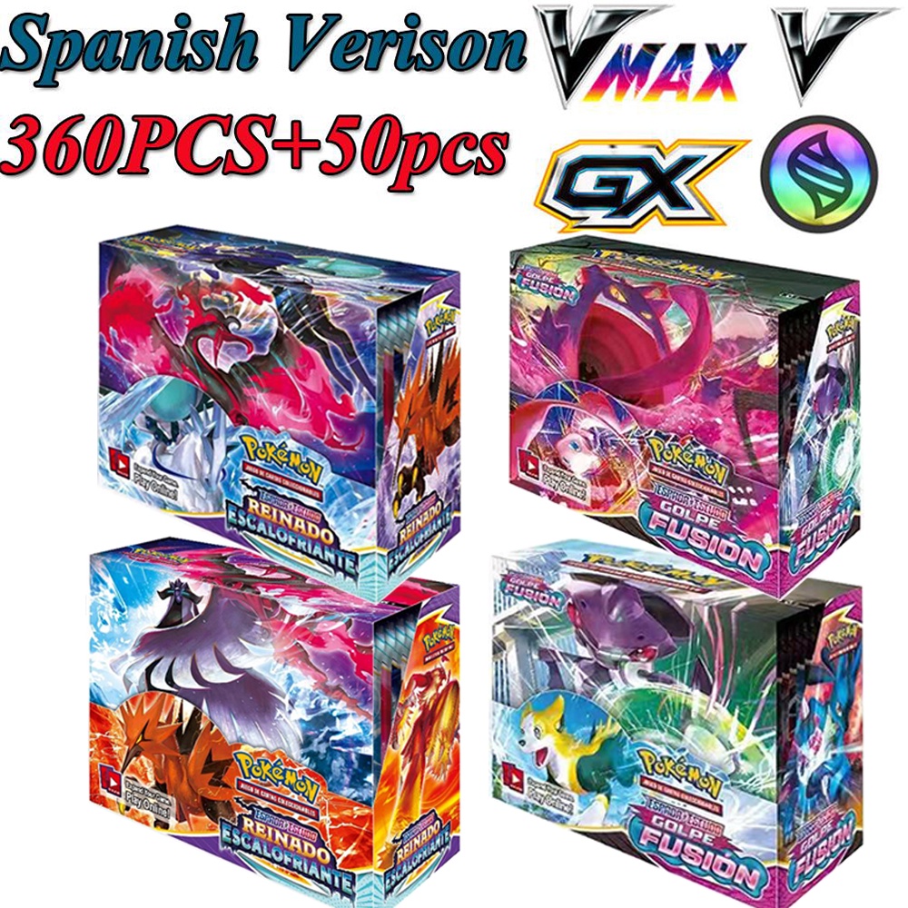 360+50PCS New Spanish Cartas Pokemon Cards Sword Shield Battle Styles ...