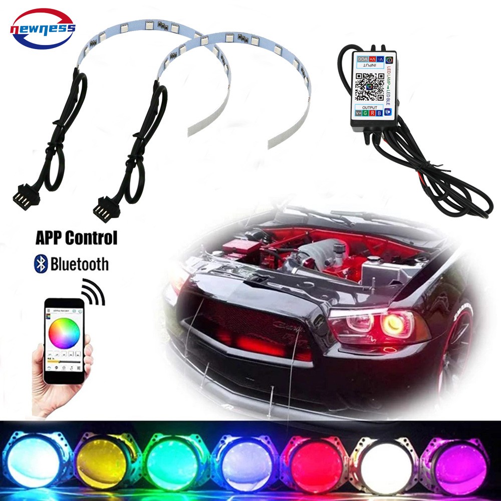 2Pcs Car Decorative Light RGB Devil Eyes Projector Headlight Led Devil ...