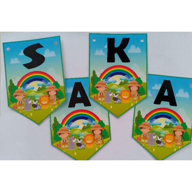 Flag BANNER / BUNTING FLAG ANIMAL SAFARI ZOO IMAGE CAN CUSTOM LETTER ...