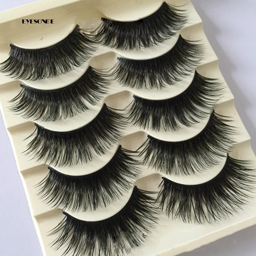 5 Pair Beauty Exaggerated Long Thick Cross Soft Fake False Handmade ...