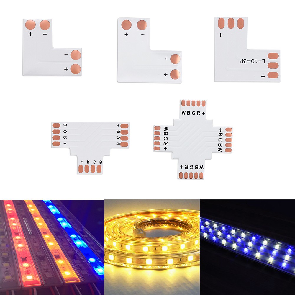 5Pcs L T X Shape RGB RGBWW LED Strip Corner Connector 8mm 10mm 12mm ...