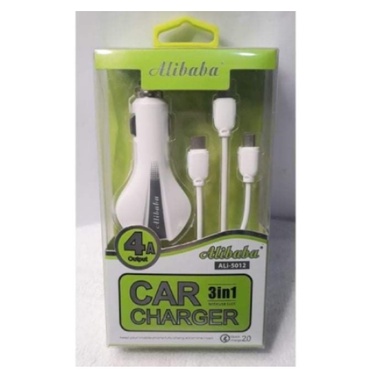lim Alibaba Ali-5012 `4A Output Car Charger 3in1 usb-i/Micro/Type-C ...