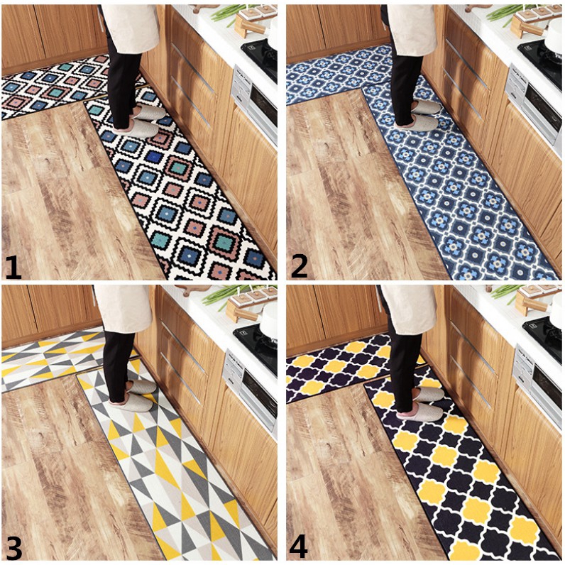 1PC Kitchen Long Mat Geometric Pattern Nylon Doormat Anti-sl | Shopee ...