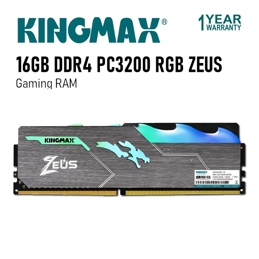 Kingmax 16GB DDR4 PC3200 RGB Zeus Dragon Gaming Memory for Desktop PC ...