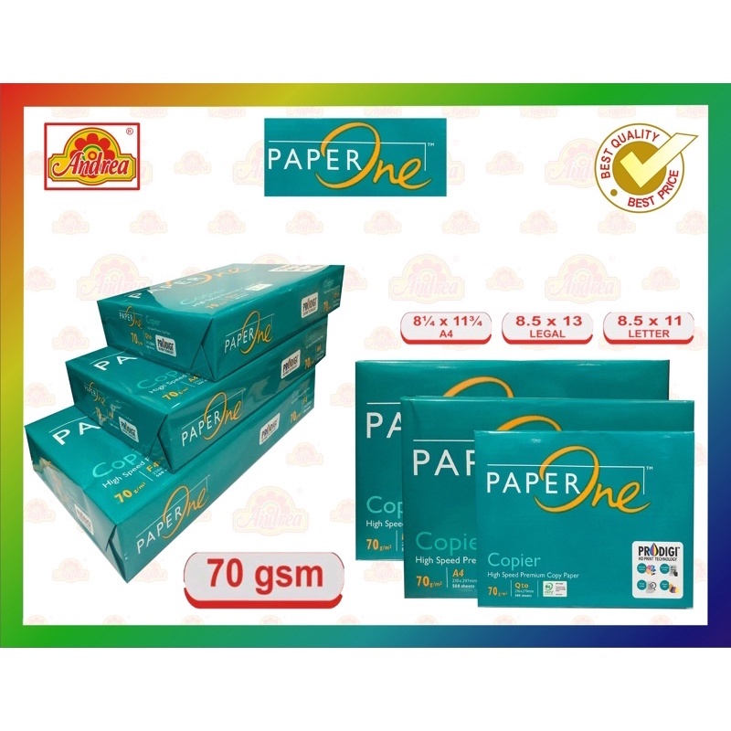 Paper One copy paper 70gsm ( short/long/ A4) | Andrea | Shopee Philippines