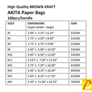 100pcs Kraft Paper Bags (#1 #3 # 4 #5 #10 #12) Small Sizes Brown Supot ...