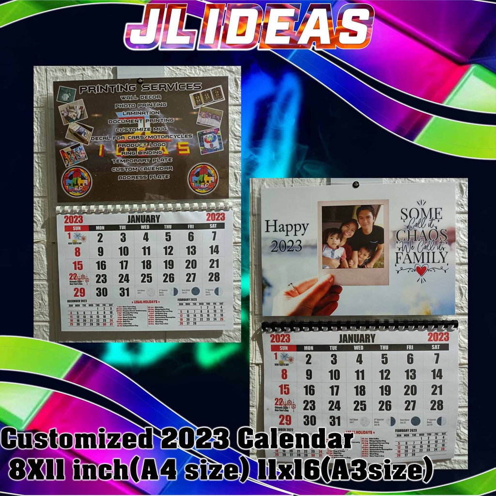 Customized Wall Calendar 2023 A4 and A3 size | Shopee Philippines