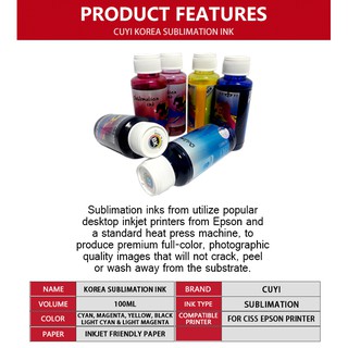 100ml CUYI Korea Sublimation Ink for Epson Modified Printer for ...