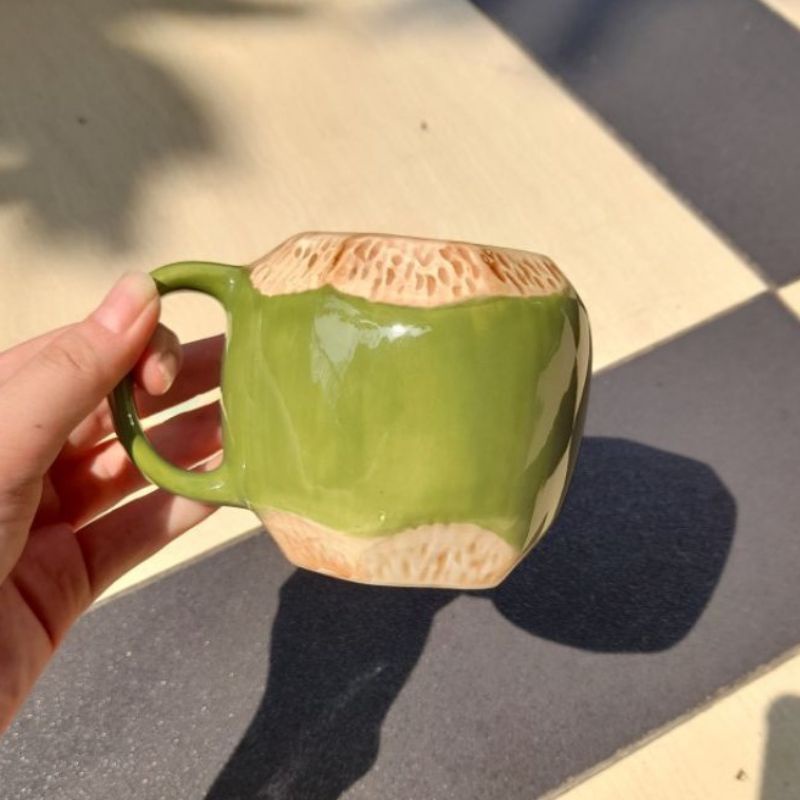 Mug COCONUT WHITE LINE / PREMIUM COCONUT MUG Glass | Shopee Philippines