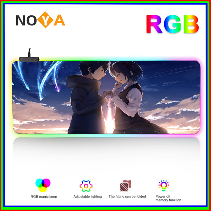 RGB Mouse Pad With LED Light Large Gaming Color Locking Edge Keyboard ...