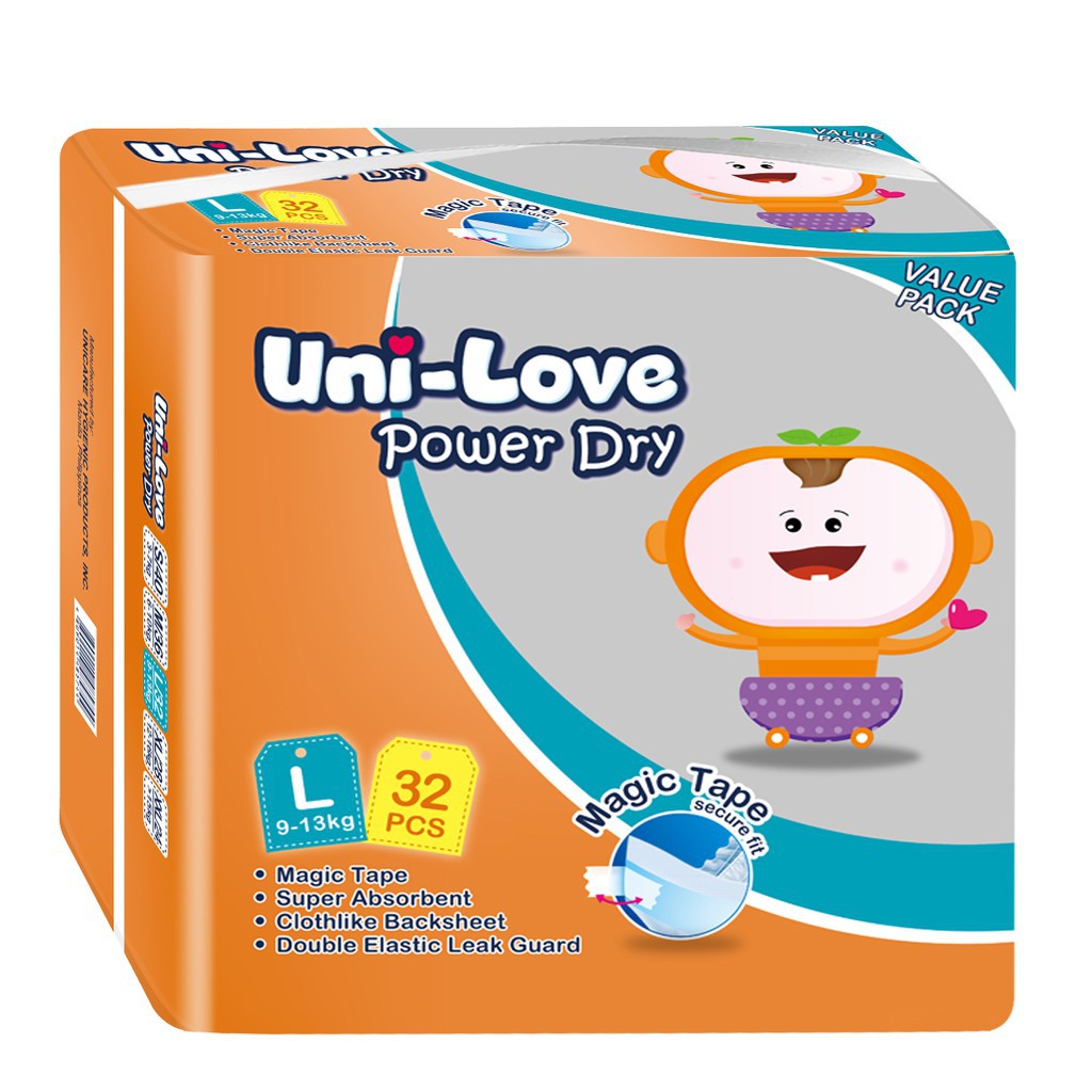 UniLove Powerdry Baby Diaper 32's (Large) | Shopee Philippines