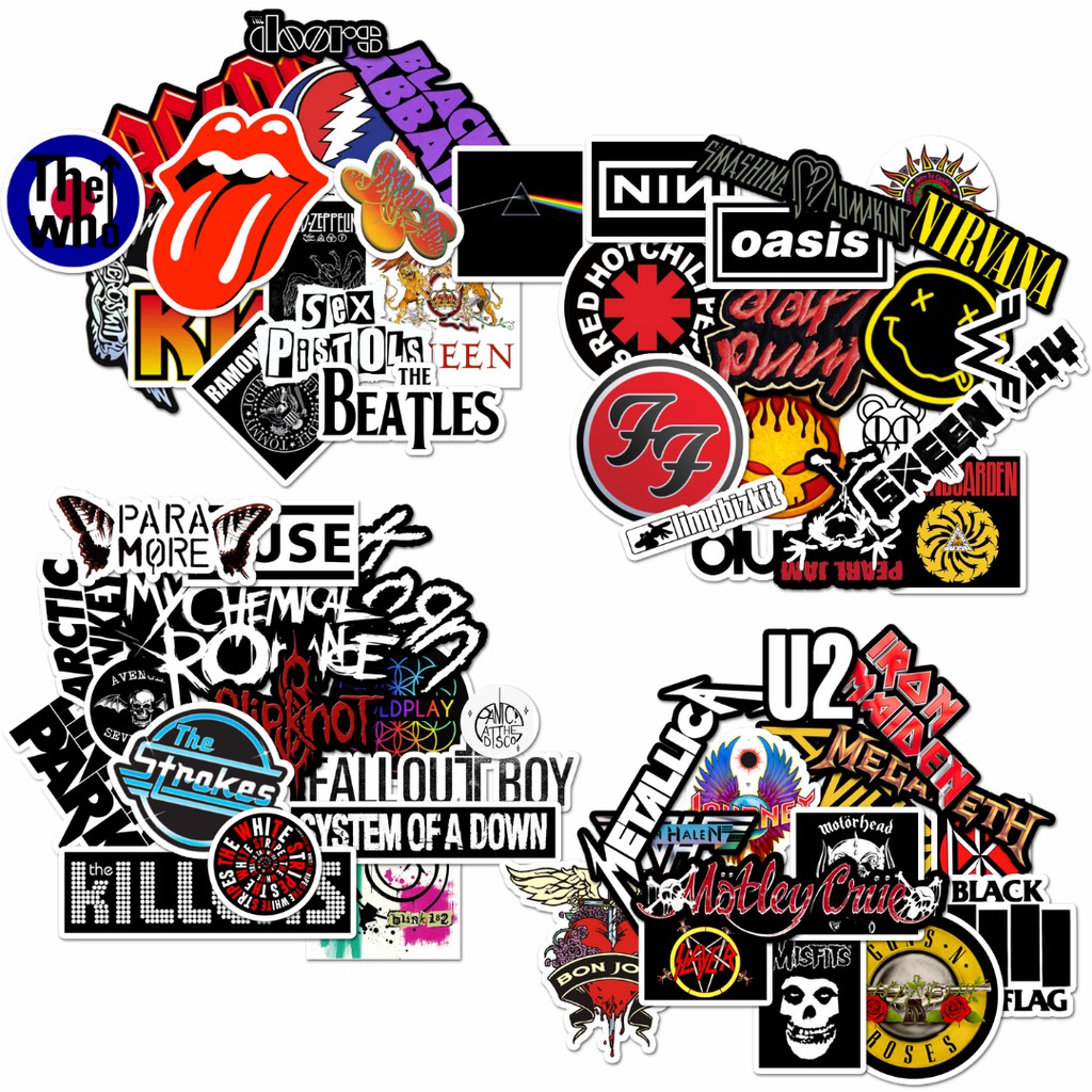 (BUNDLE OF 4) Rock Bands Logos Vinyl Sticker Packs (Stickers for Phones ...