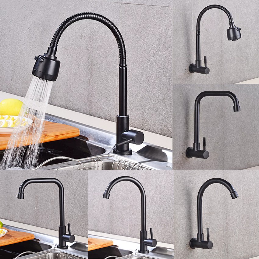 TAIWAN 304 Stainless Steel MATTE BLACK Kitchen Faucet | Shopee Philippines