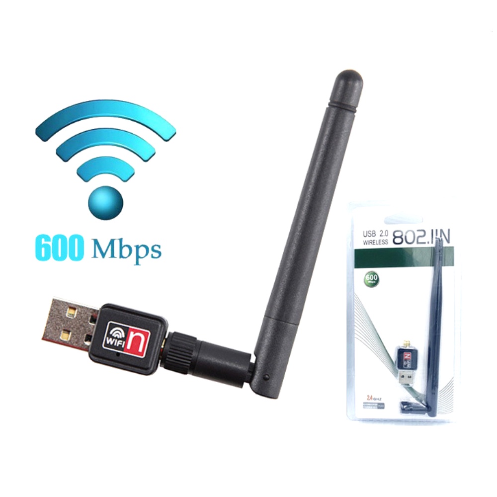 600Mbps Wireless USB WiFi Receiver Adapter 2.4Ghz for Desktop Wireless ...