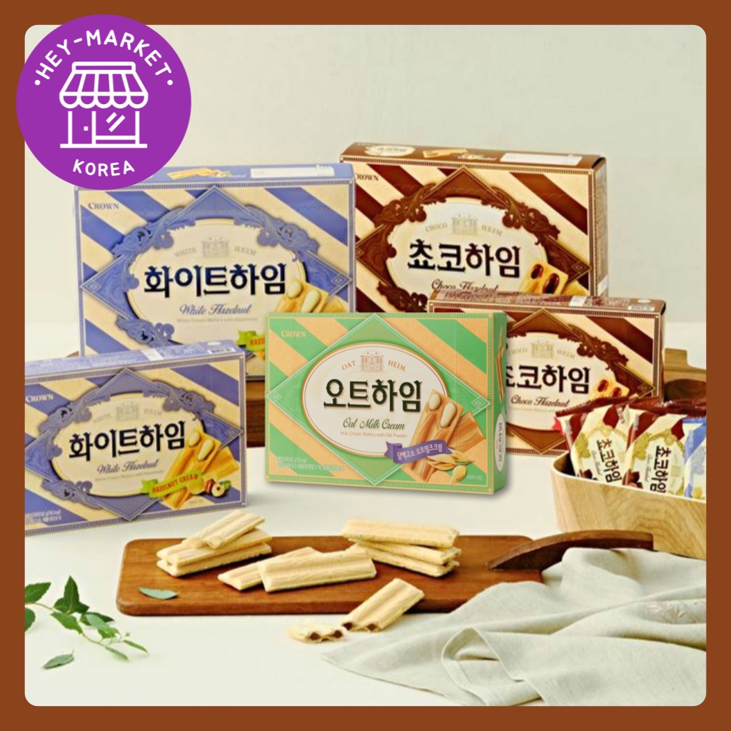 [Korean Snack][Crown] Chocolate / Vanilla / Oat powder wafers / Cream ...