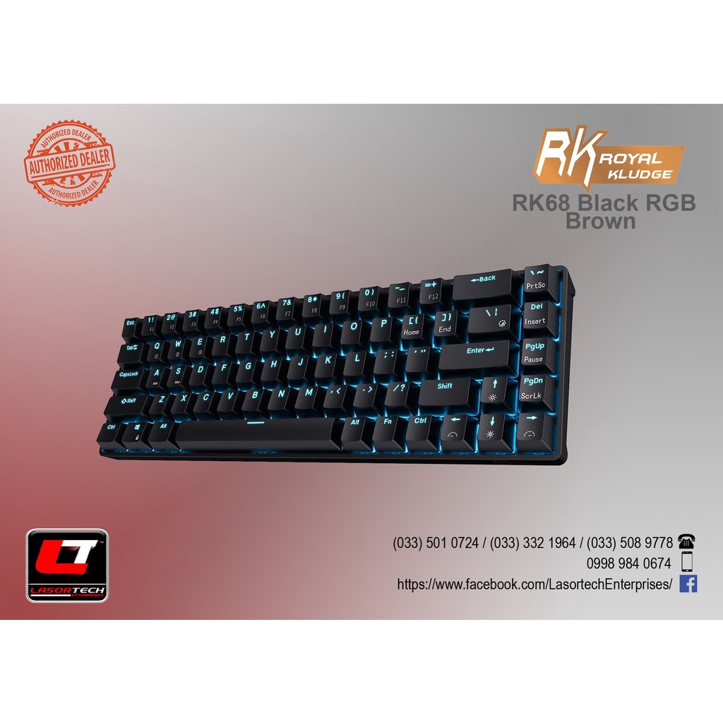Royal Kludge RK68 Black RGB Gateron Brown Switch Dual-Mode Wireless ...