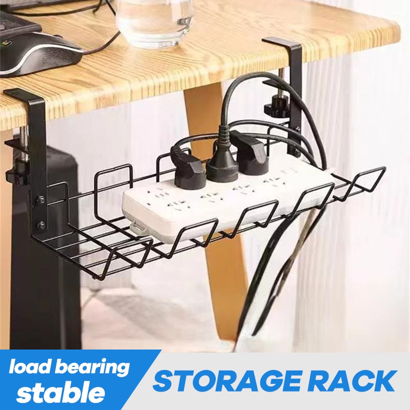 Cable Management Tray Organizer Wire Under Table Storage Rack Desk ...