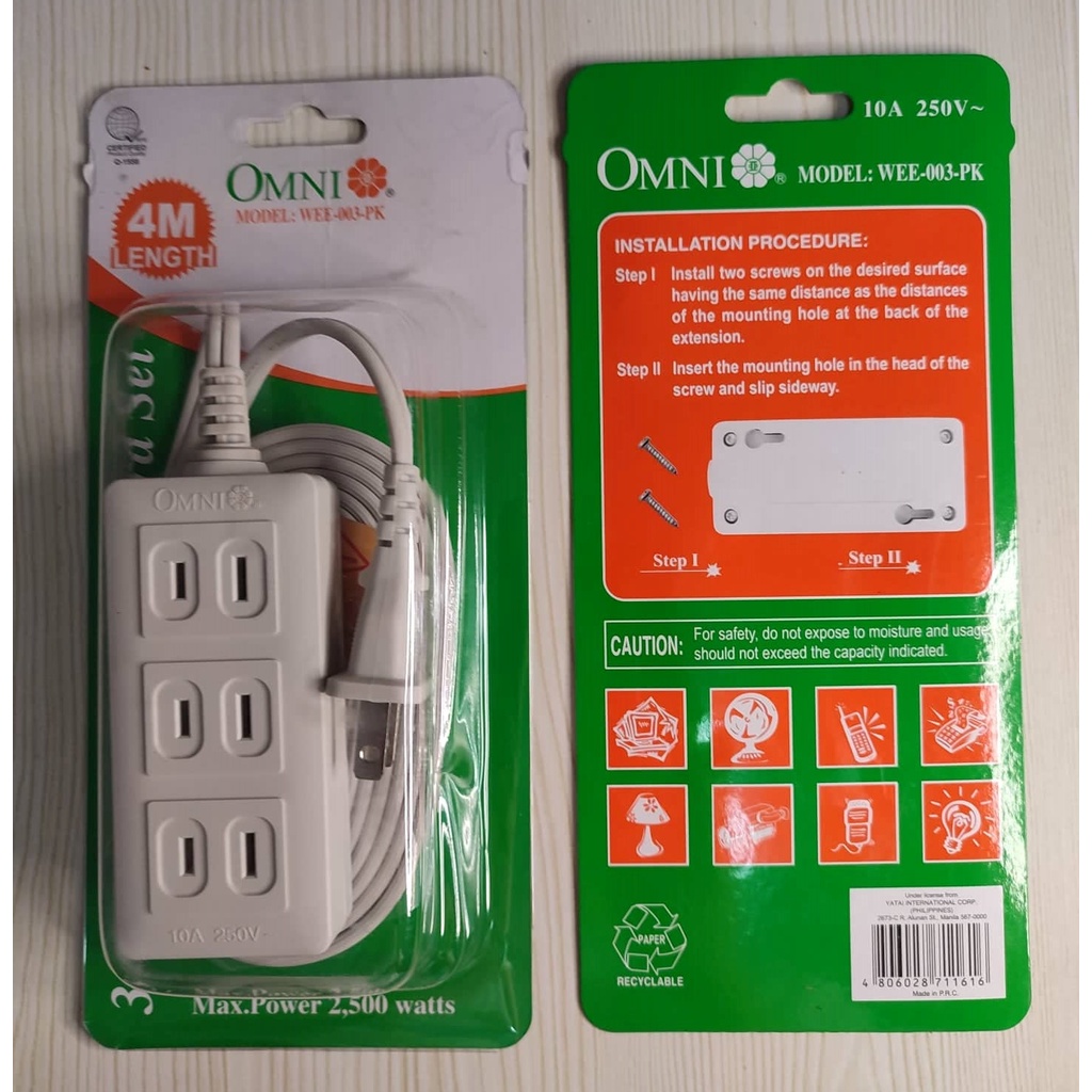 Omni 3gang Extension Cord Set (4 Meters) | Shopee Philippines