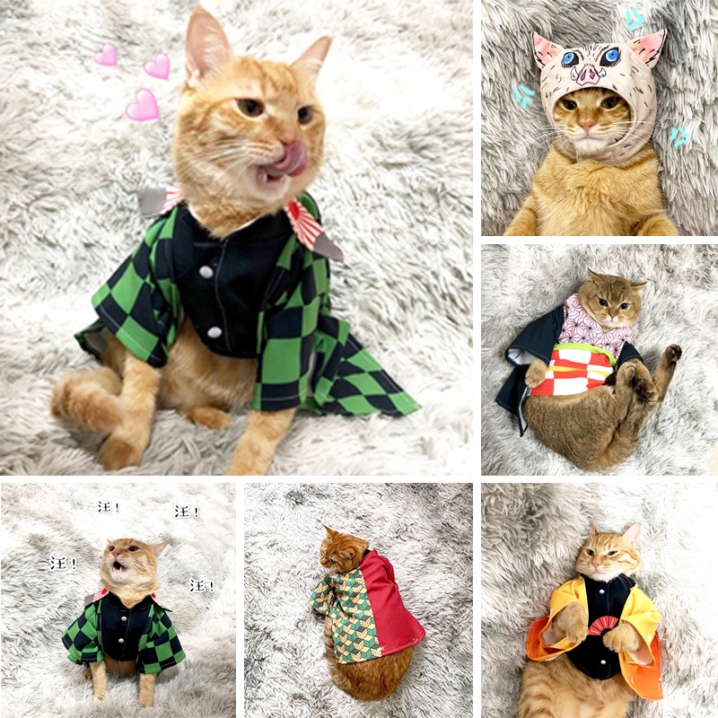 Cat Clothing Demon Slayer Cosplay Costumes Tanjiro Nezuko Zenitsu Pet ...
