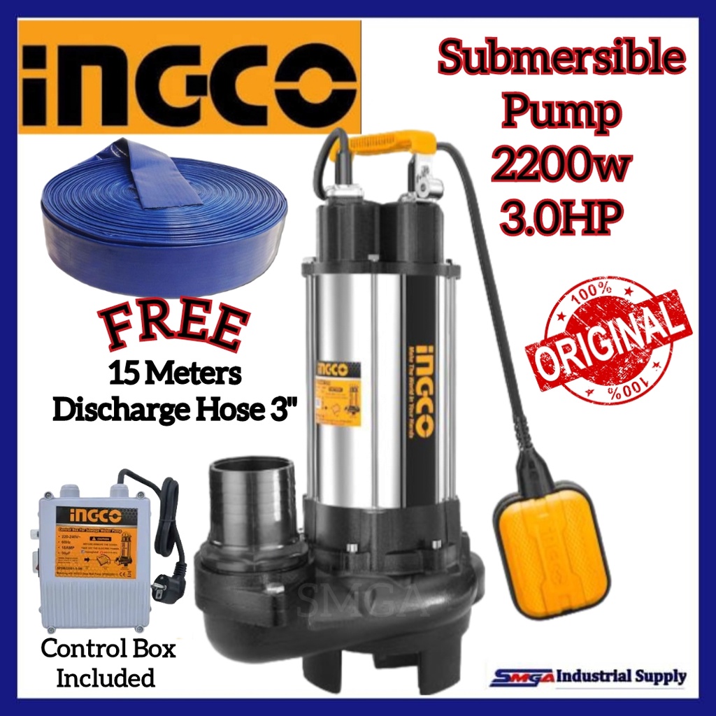 Ingco Submersible Pump 2200W 3.0HP SPDB22008-5 + FREE 15M PUMP HOSE 3 ...