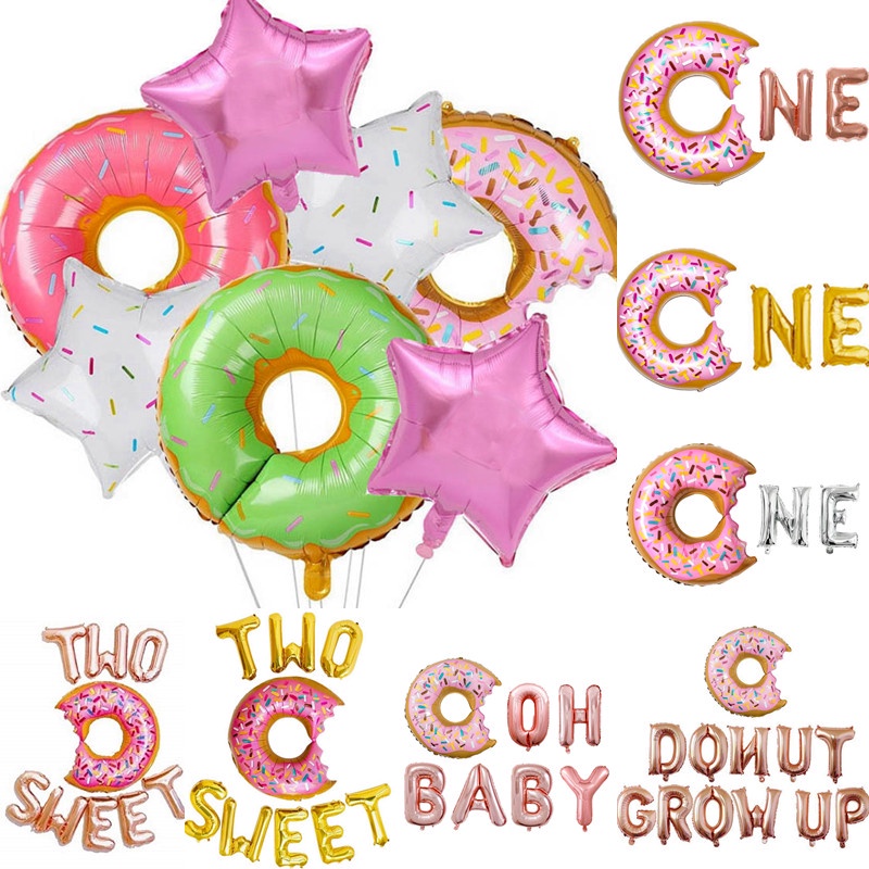 18 Inch Pentagram Donuts Balloons Set Donut Ice Cream Letter Balloons ...