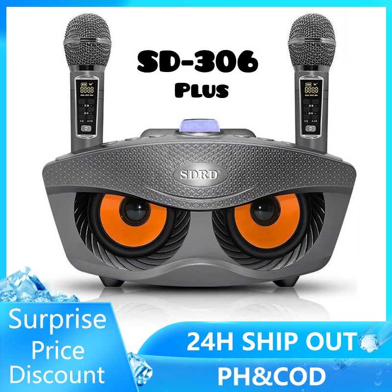 SDRD SD-306 Wireless Bluetooth Dual Microphone Karaoke Portable 3D Stereo Speaker mic. | Shopee ...