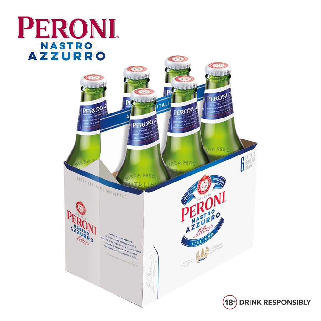 Peroni Nastro Azzurro 330ml x 6 Bottles 6-Pack Lager Beer Italy ...