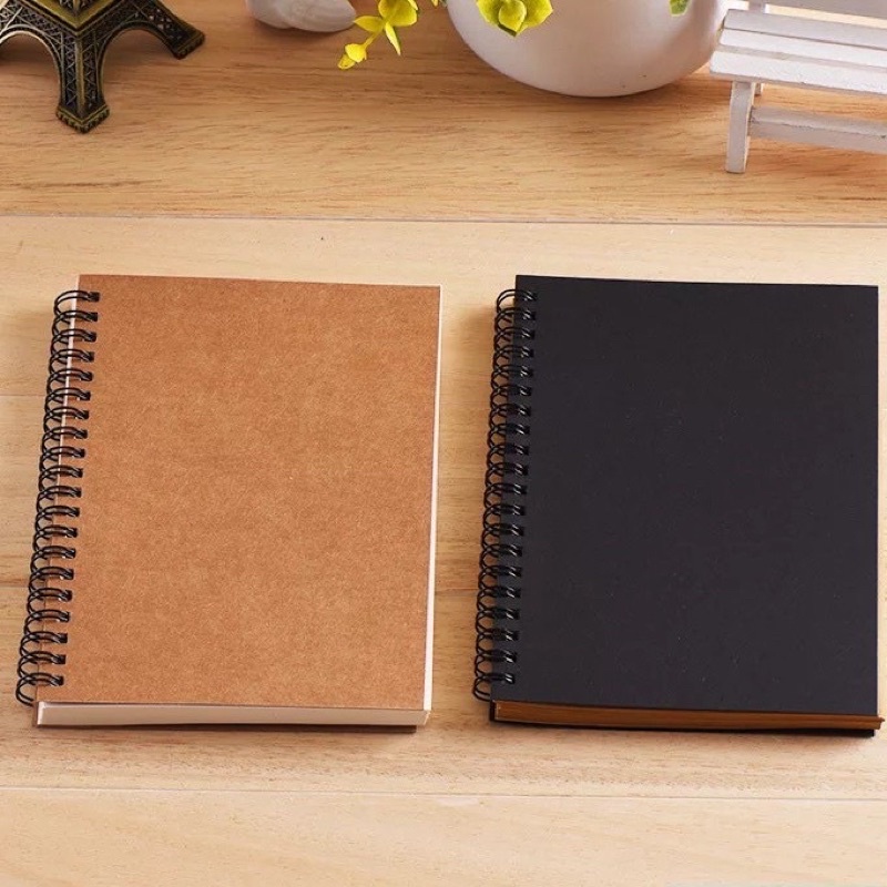 SKETCHBOOK BLANK PAGE SPIRAL NOTEBOOK BLACK and KRAFT COVER | Shopee ...