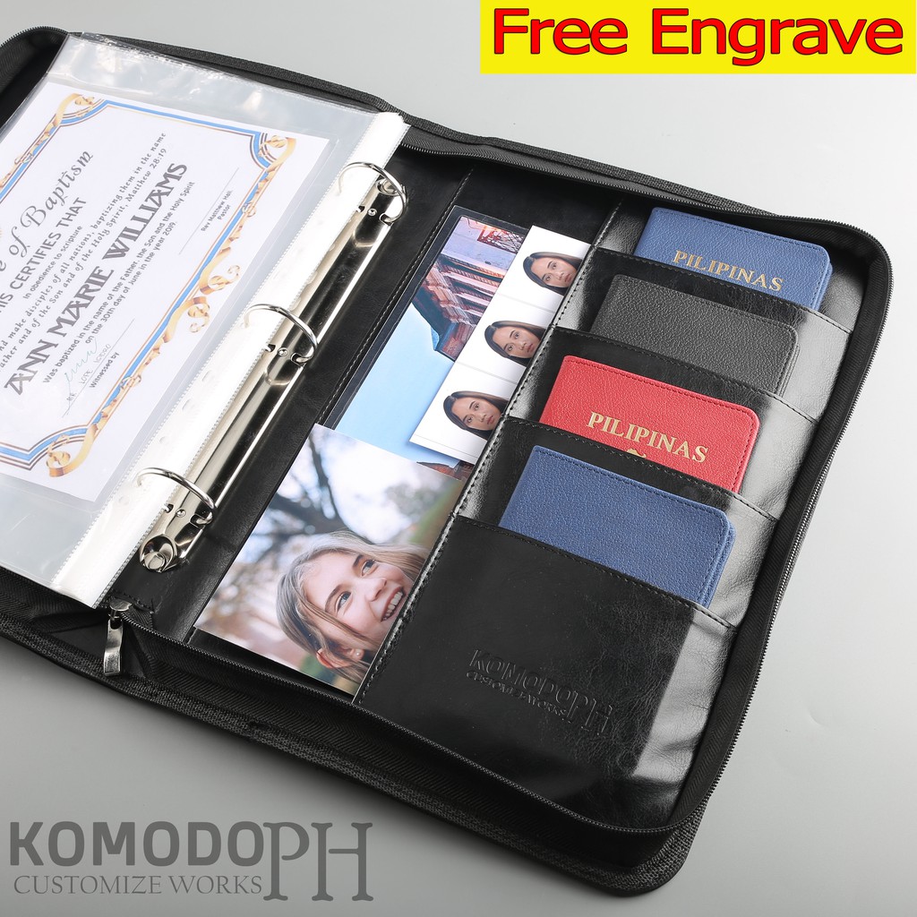 [Personalized] Leather Portfolio Bag | Long size. Free engrave name ...