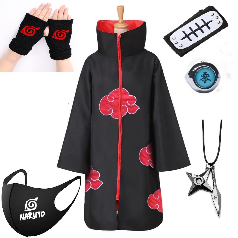 NEW 5 PICS Akatsuki Uchiha Tobi Obito Akatsuki Cosplay Costume Cloak ...